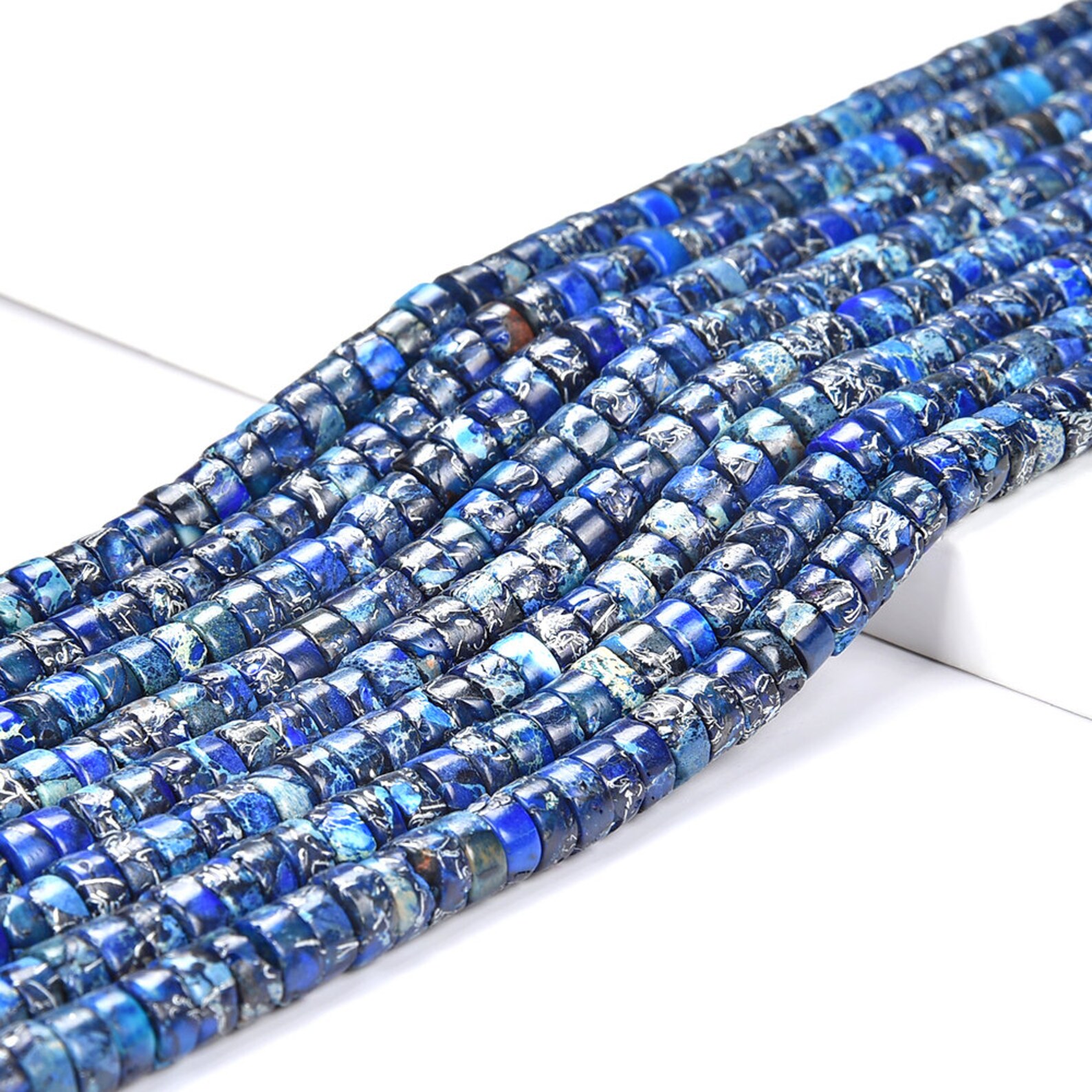 Lapis Blue Silver Inclusion Sea Sediment Imperial Jasper Gemstone Grade ...