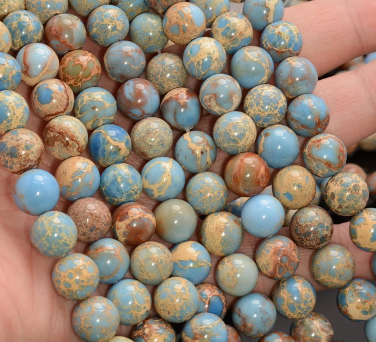 6mm Sea Sediment Imperial Jasper Gemstone Light Blue Round | Etsy