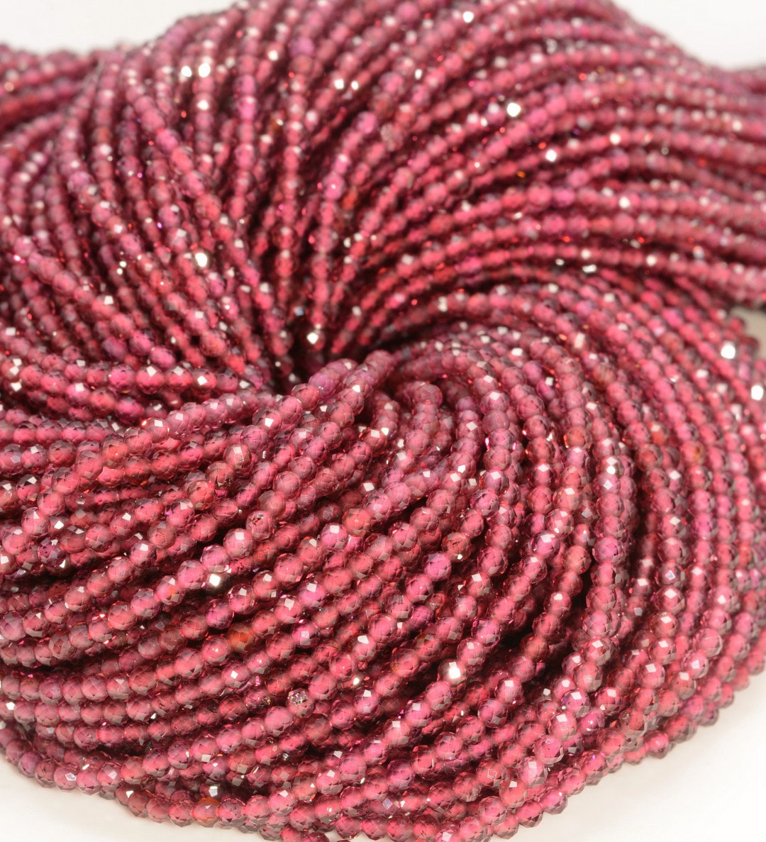 2MM Red Garnet Gemstone Micro Faceted Round Grade Aaa Beads 15.5inch ...