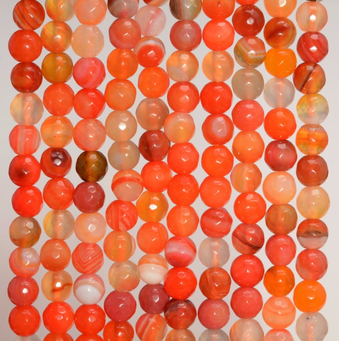 6MM cornaline Orange Agate Pierre facettée ronde lâche perles 14,5 ...