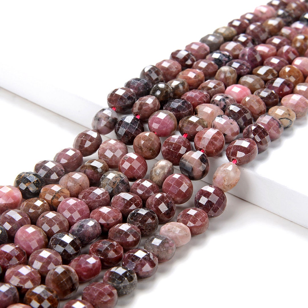 6MM Dark Red Rhodonite Gemstone Grade AAA Micro Faceted Coin Flat Disc ...