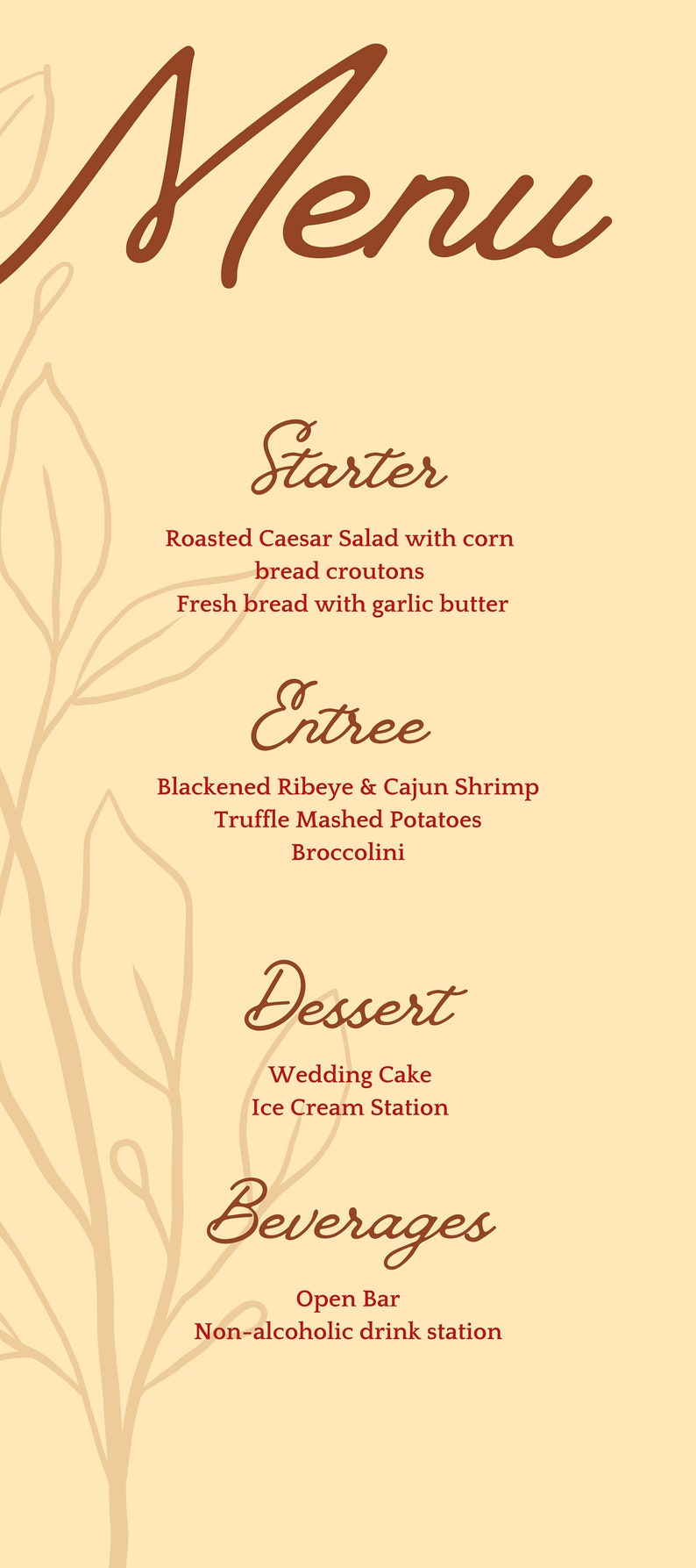 Minimalist Wedding Menu Template Set, Wedding Bar Menu Template, Modern ...