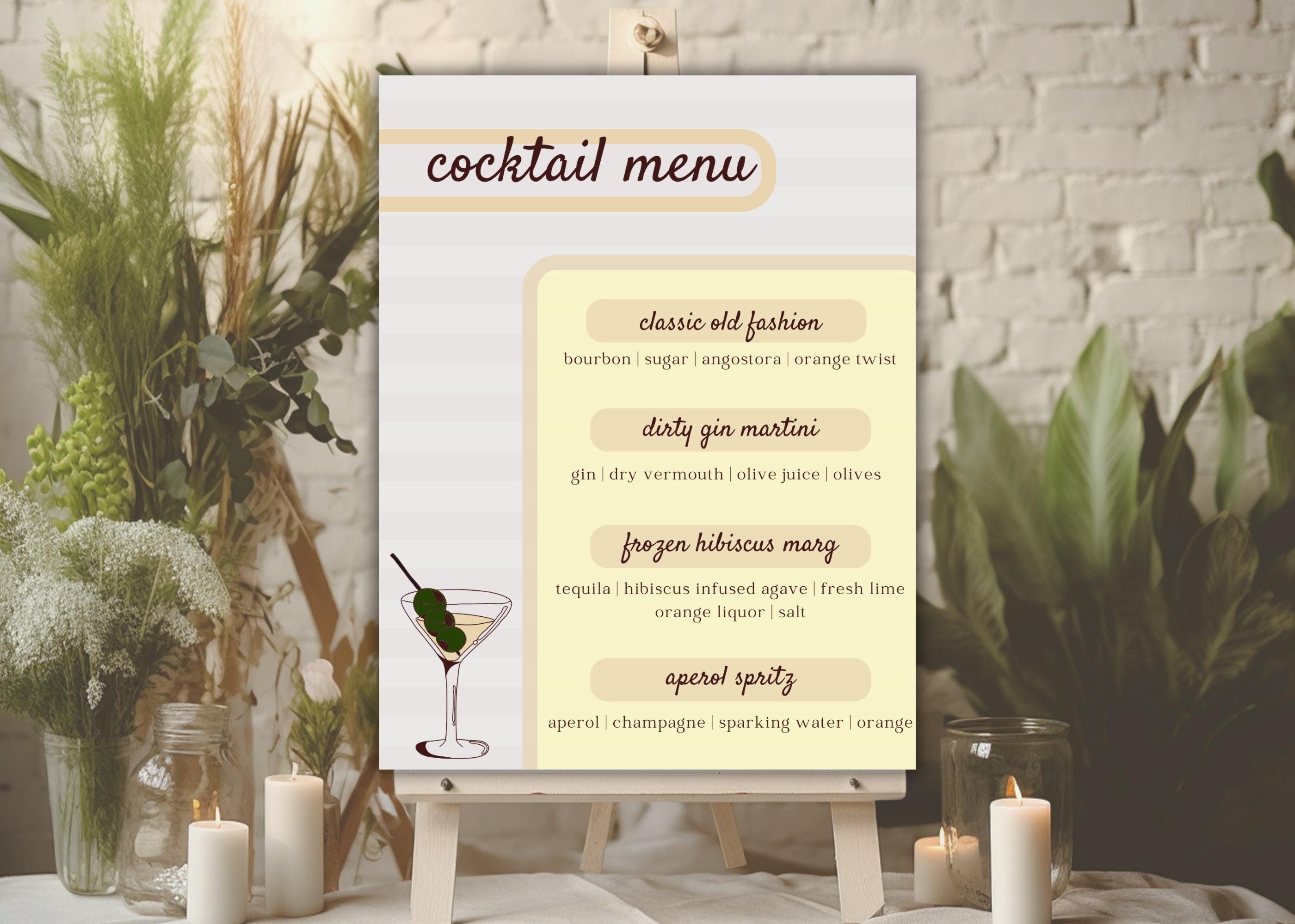 Cocktail Menu Template, Bar Menu Template, Bar Template, Editable Menu ...