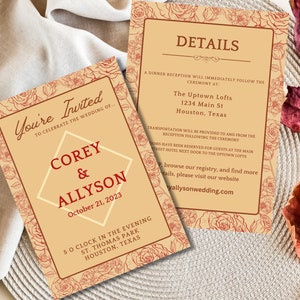 Boho Wedding Invitation Template Fall Wedding Invitation - Etsy