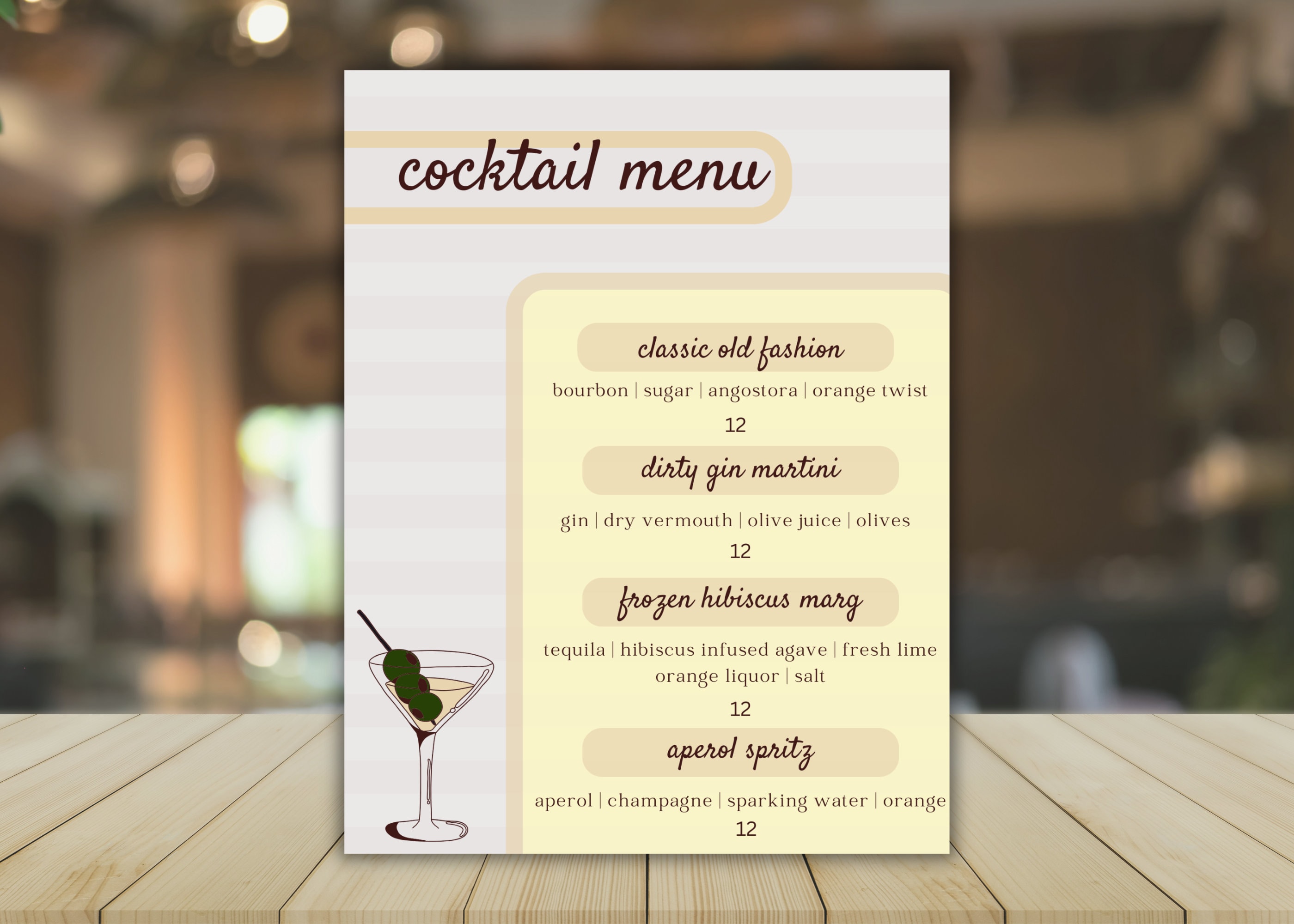 Cocktail Menu Template, Bar Menu Template, Bar Template, Editable Menu ...