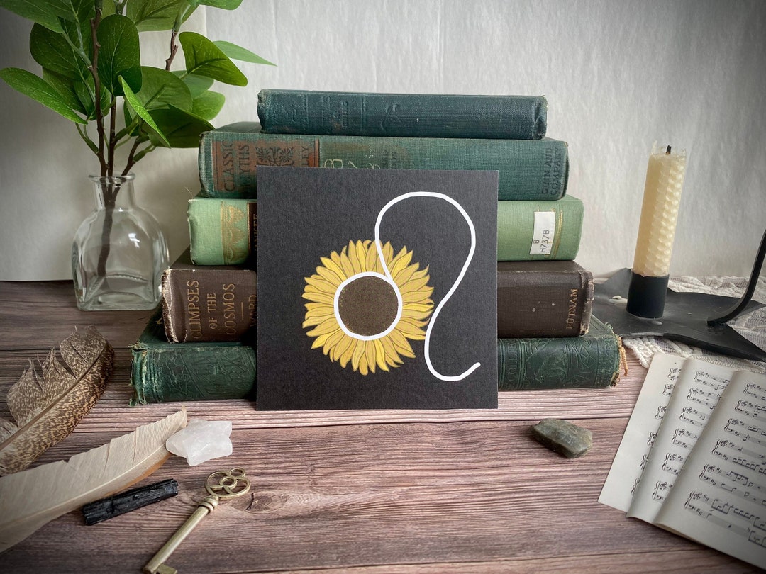 ART PRINT, Leo Zodiac Print, Leo Glyph Symbol and Sunflower ...