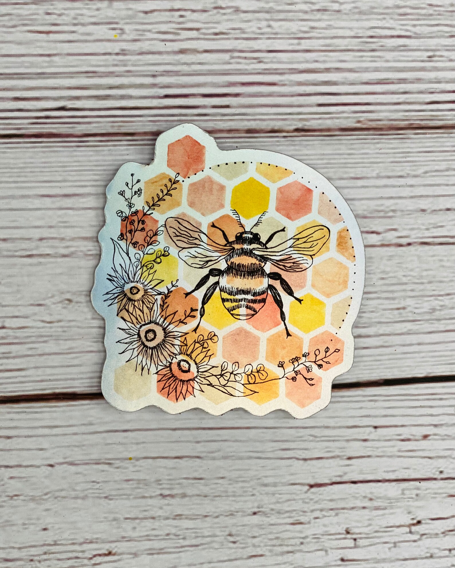 STICKER Bumble Bee Sticker Sunflower Bee Sticker Floral - Etsy