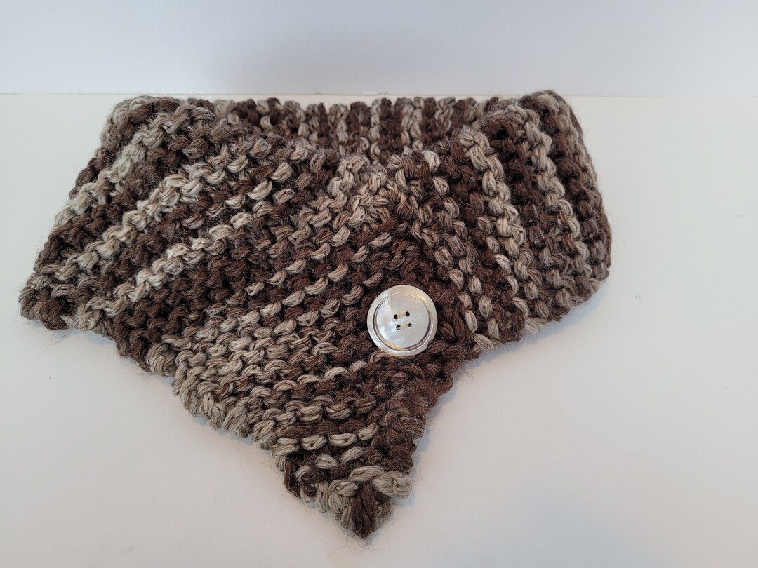Unique Chocolate/ Taupe Handkerchief Scarf With Taupe Button - Etsy