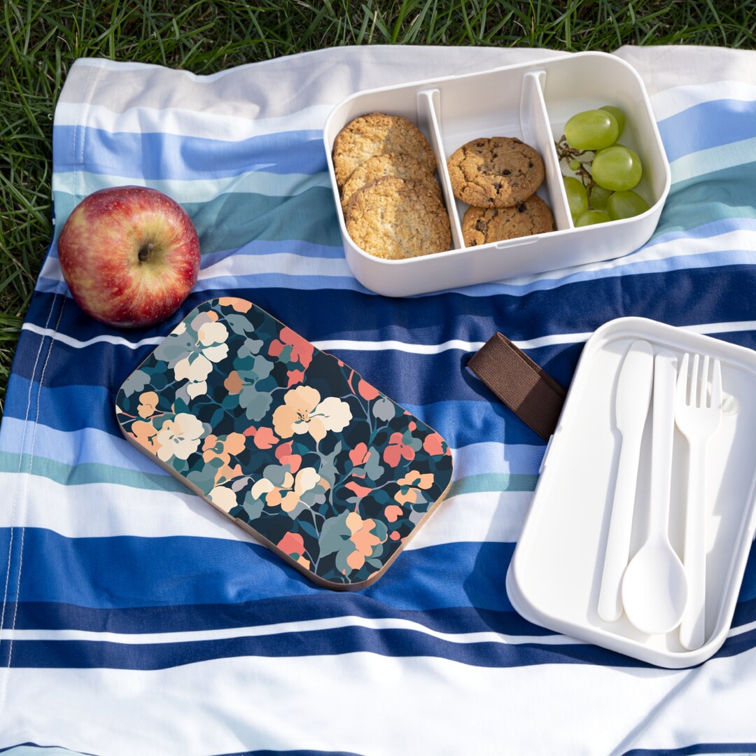 Esme Floral Bento Lunch Box With Utensils - Etsy