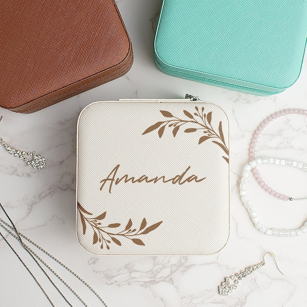 Personalized Jewelry Box With Name, Leather Jewelry Case, Travel Jewelry - Etsy