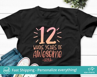 12 Year Old Girl Birthday Shirt | Etsy