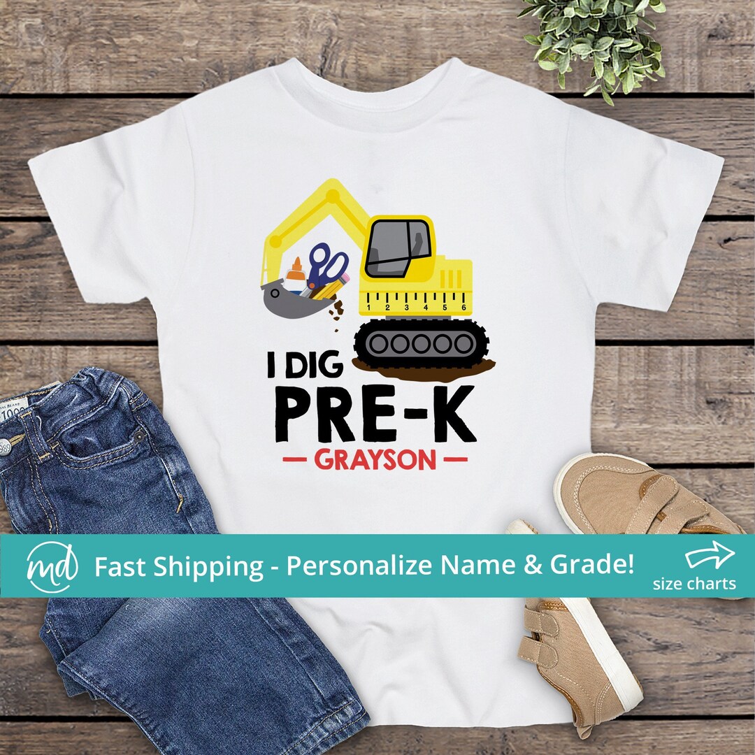 I Dig Pre-k Shirt Boys First Day of Preschool Shirt, Back to School ...