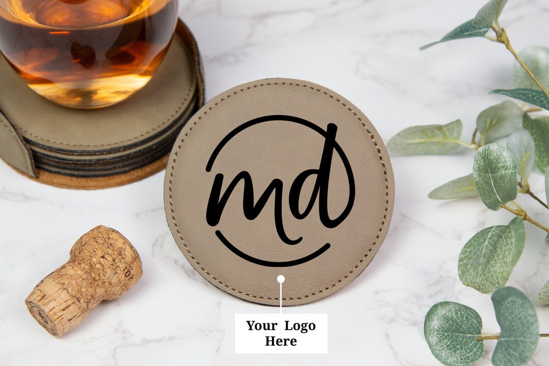 Logo Coasters Set With Holder, Business Logo Gifts, Custom Coasters ...