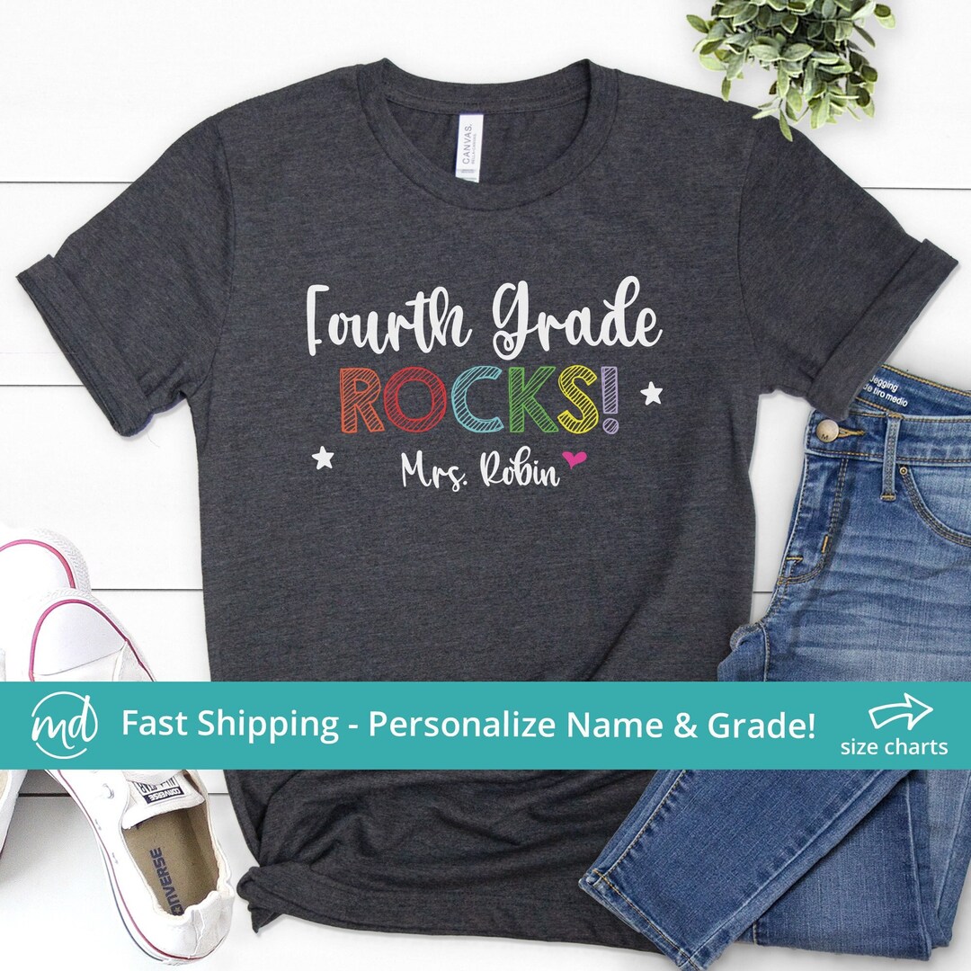 4th Grade Rocks Fourth Grade Teacher Shirt, 4th Grade Teacher Shirts ...