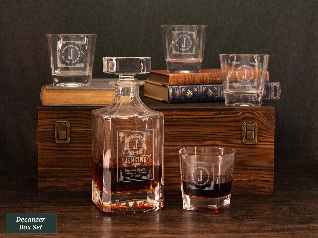 Whiskey Decanter Set Personalized With Box, Custom Engraved Decanter ...