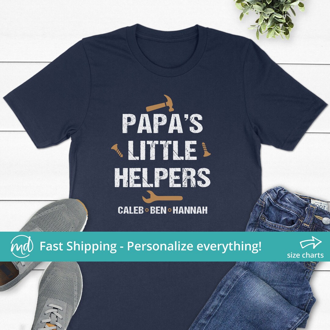 Papa's Little Helpers Shirt, Custom Papa Shirt With Names, Personalized ...