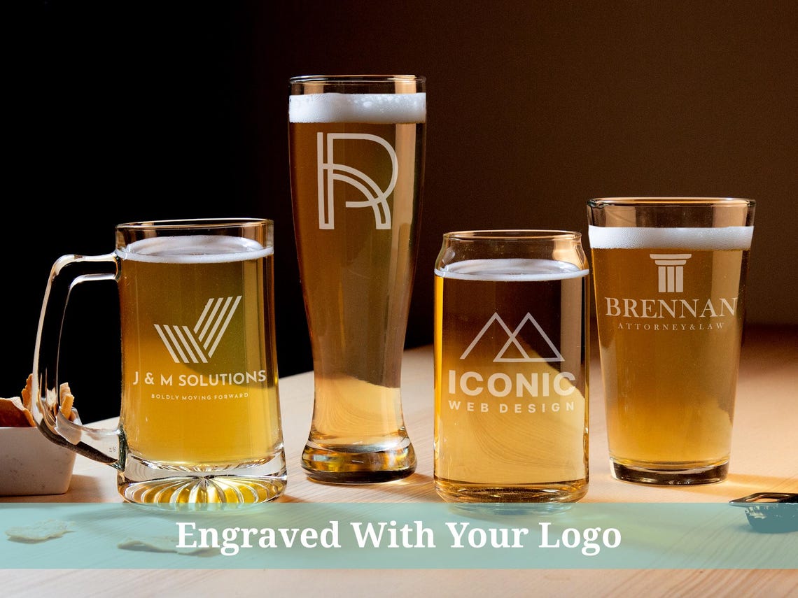 Logo Pint Glasses, Logo Beer Glass, Custom Logo Glasses, Personalized ...