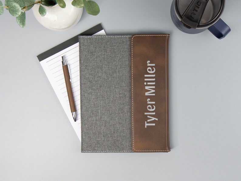Custom Leather Portfolio for Men, Refillable Journal, Personalized ...