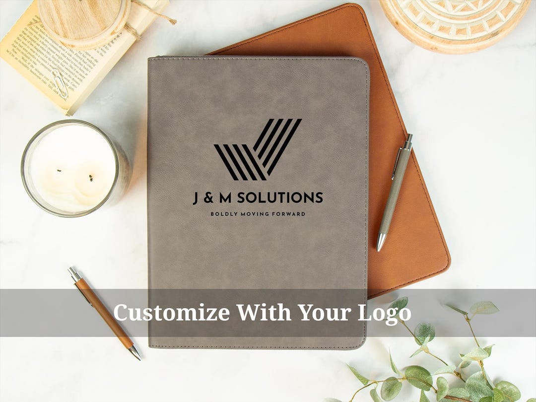 Custom Logo Portfolio Personalized, Vegan Leather Portfolio, Small ...