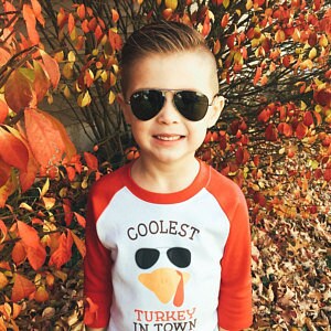 Coolest Turkey in Town Boys Thanksgiving Shirt, Funny Thanksgiving ...