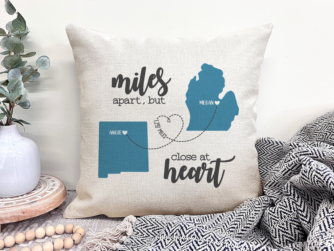 Miles Apart Pillow, Moving Away Gift Best Friend, Custom Pillow Cover ...