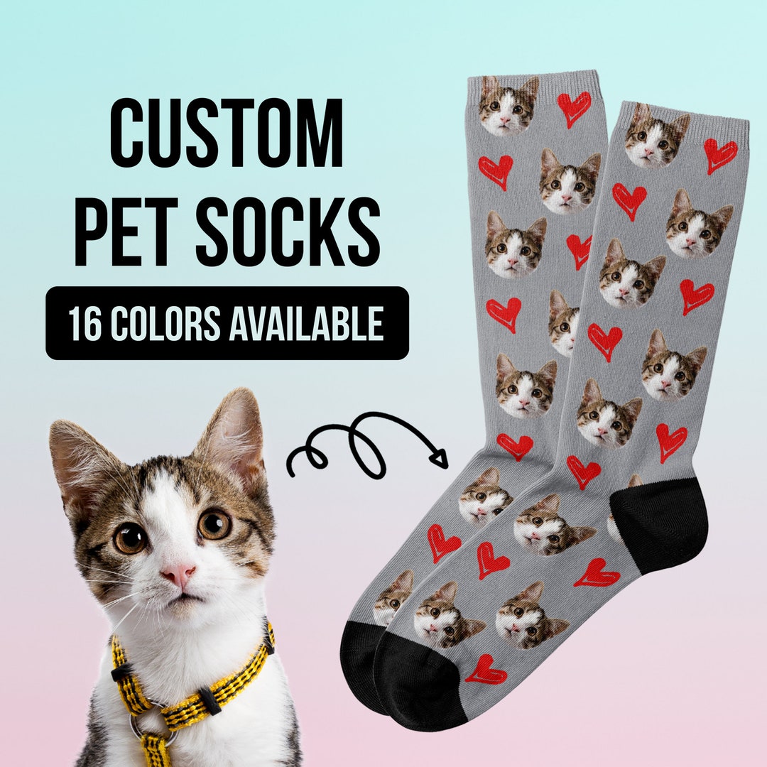 Custom Cat Socks, Pet Photo Socks, Personalized Pet Socks, Cat Lover ...