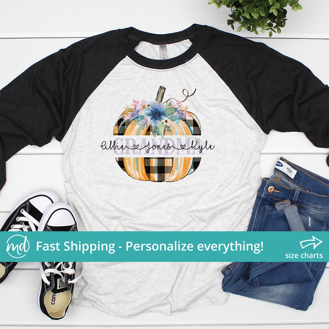 Personalized Grandma Shirt, Fall Grandma Shirt With Grandkids Names ...