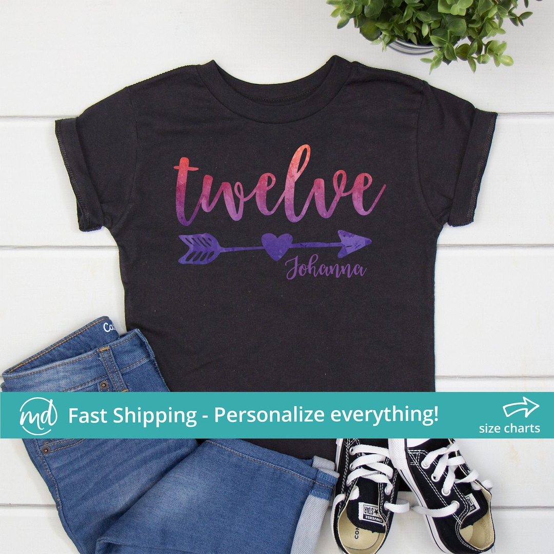 12th Birthday Shirt Girl, Twelve Birthday Shirt, Birthday Shirt Girl 12 ...