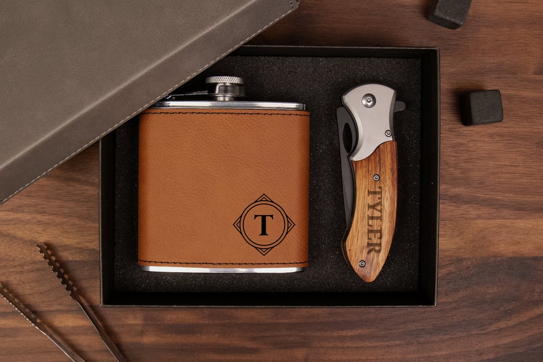 Personalized Gifts for Boyfriend, Engraved Flask and Pocket Knife ...