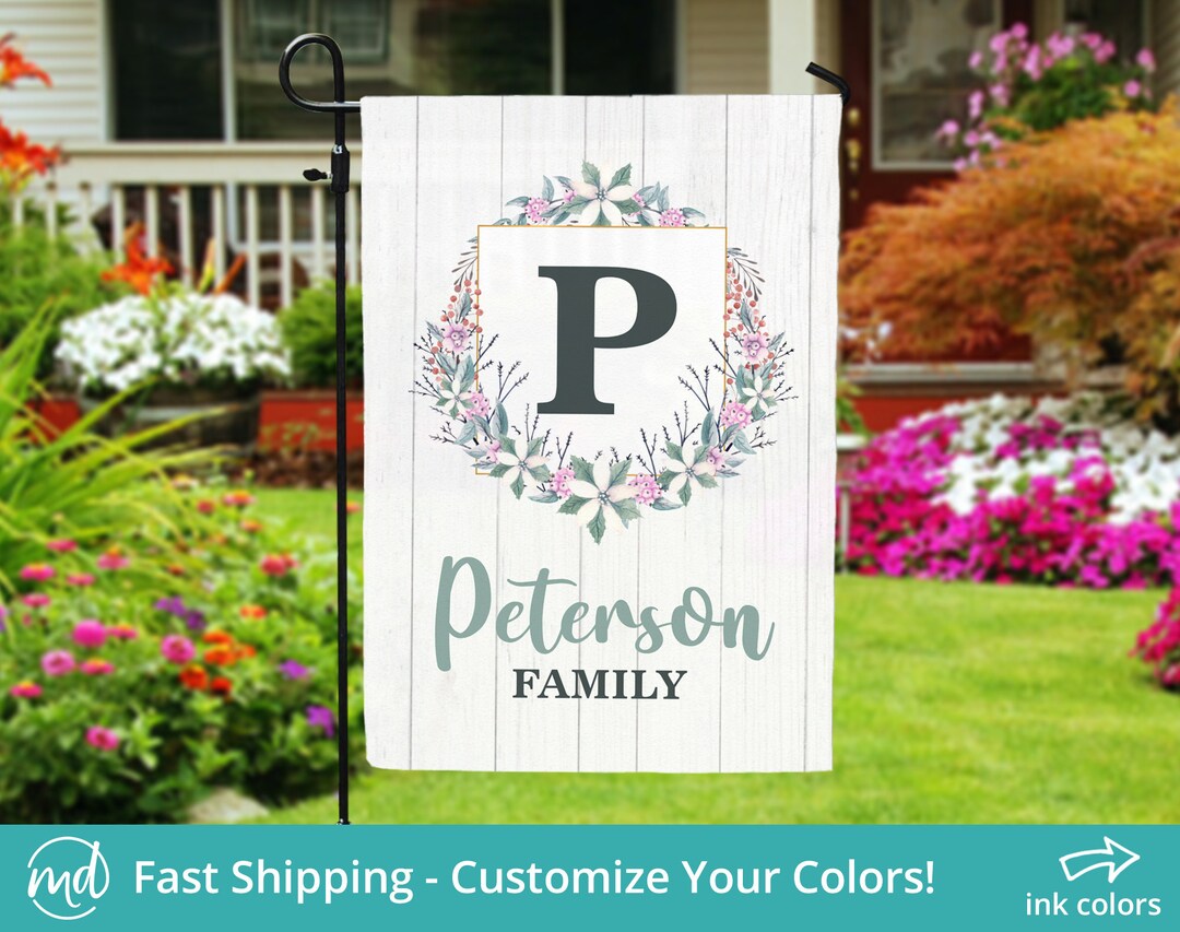 Family Name Garden Flag, Monogram Garden Flag, Garden Flag With Last ...