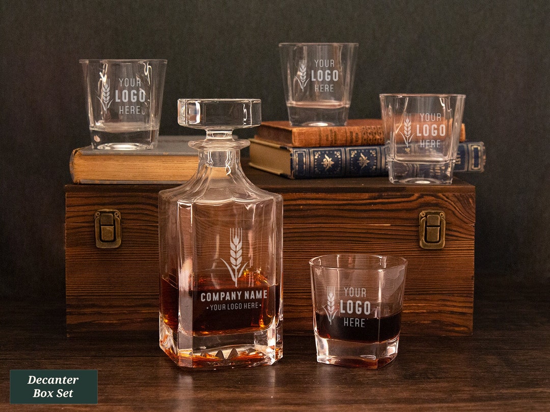 Custom Logo Decanter Set, Whiskey Decanter Set With Logo, Custom Logo ...