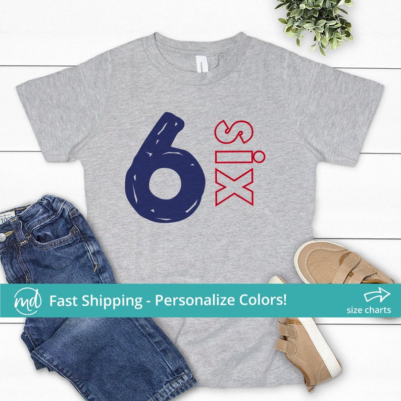 Birthday Shirt Six 6 Birthday Shirt Boys Six Year Old Boy - Etsy
