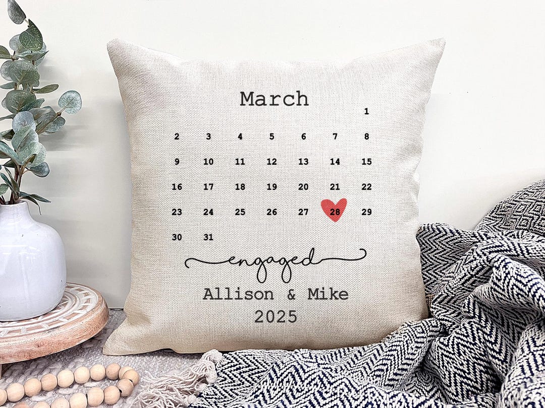 Personalized Engagement Pillow, Engagement Gifts, Engagement Date Gift ...