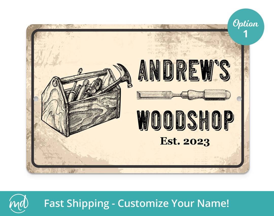 Custom Woodshop Sign, Personalized Wood Shop Sign, Custom Sign for Dad ...