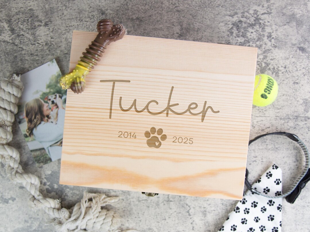 Dog Memorial Box Personalized, Wooden Memory Box, Pet Memorial Box ...