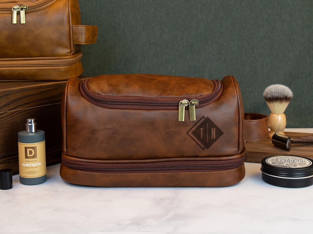 Personalized Dopp Kit Vegan Leather Dopp Kit, Mens Toiletry Bag ...