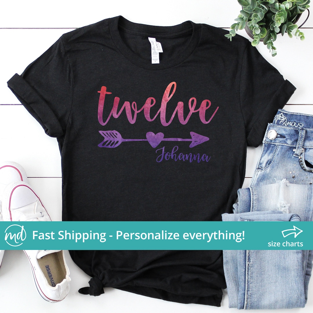 12th Birthday Shirt Girl, Twelve Birthday Shirt, Birthday Shirt Girl 12 ...