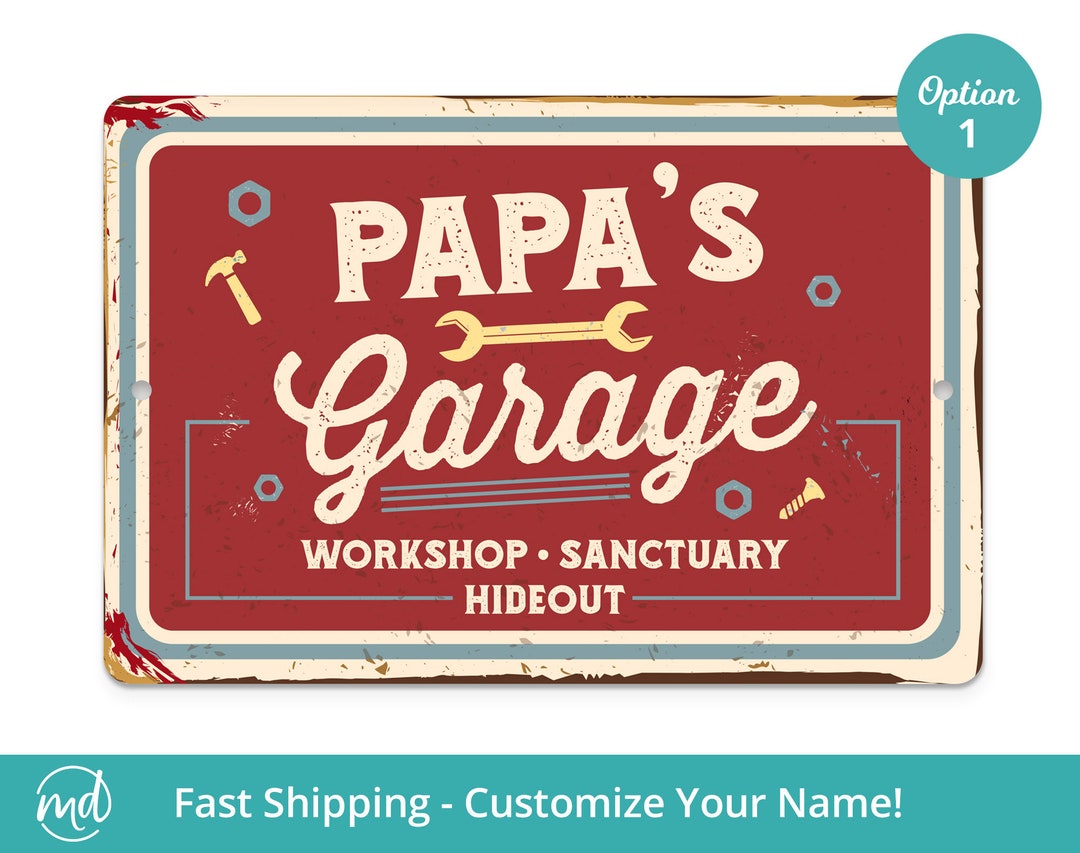 Papas Garage Sign, Custom Papa Gifts, Garage Decor Custom Garage Signs ...