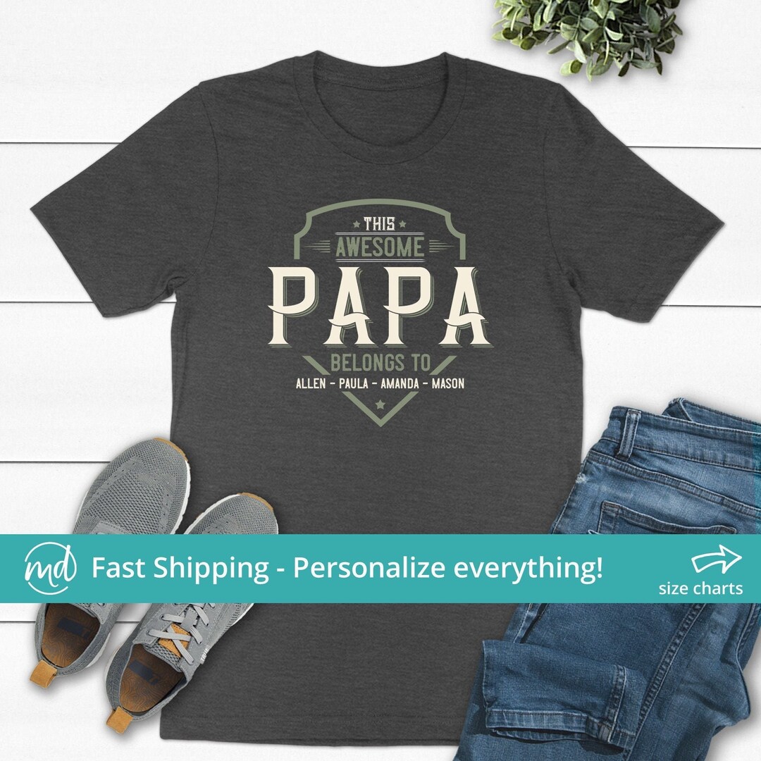 Papa Shirt With Names, Papa Personalized Shirt, Fathers Day Papa Gift ...