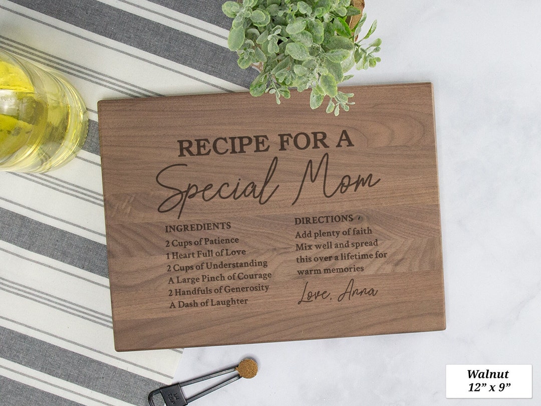 Recipe for a Mom Cutting Board, Mothers Day Cutting Board Personalized ...