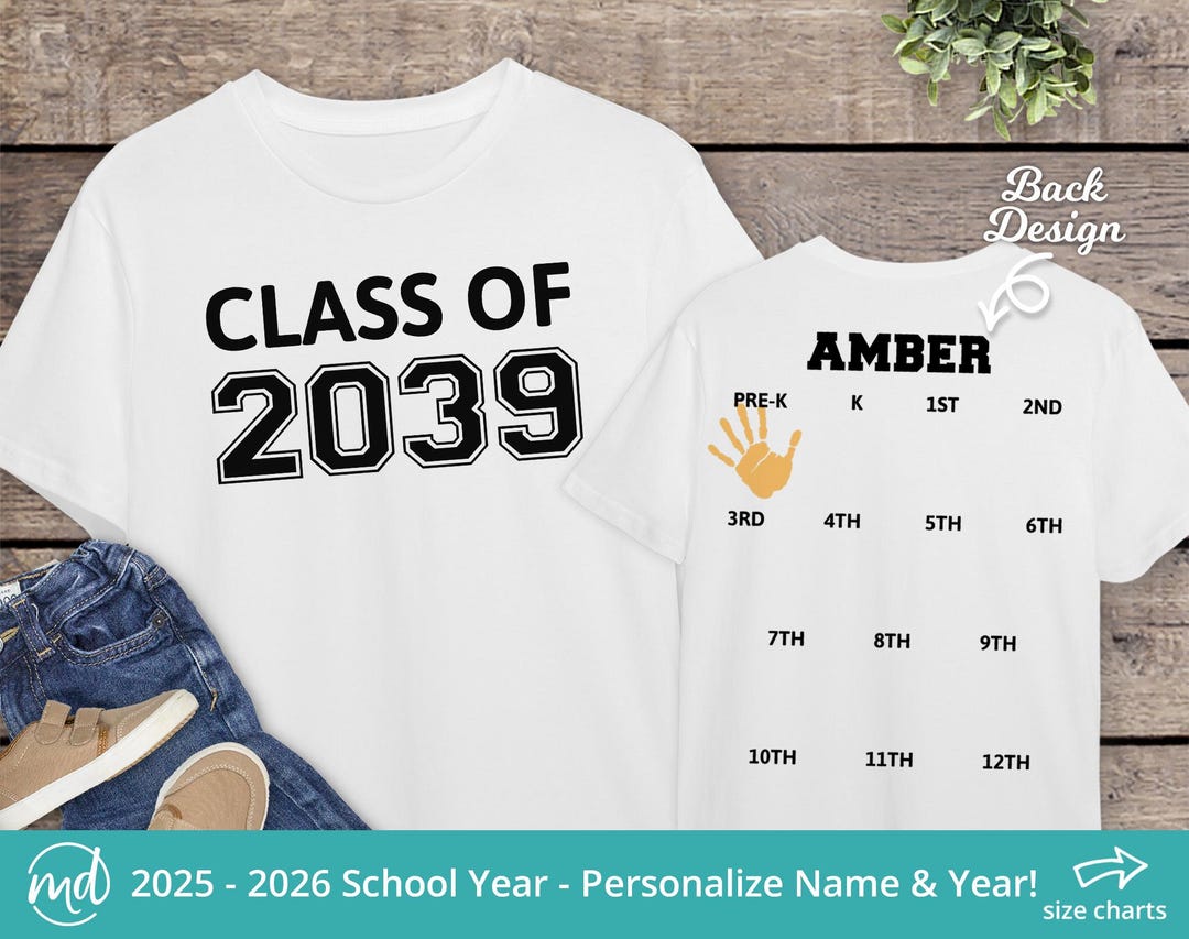Class of 2039 Shirt Handprint, Class of 2039 Handprint Shirt for Prek ...
