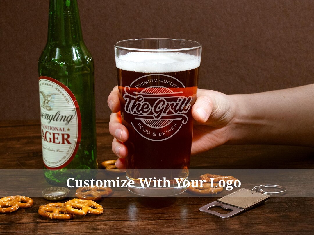 Custom Logo Beer Glass, Pint Glass With Logo, Personalized Beer Glasses ...