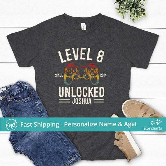 Level 8 Unlocked Shirt Gamer Birthday Shirt Level 8 Unlocked - Etsy