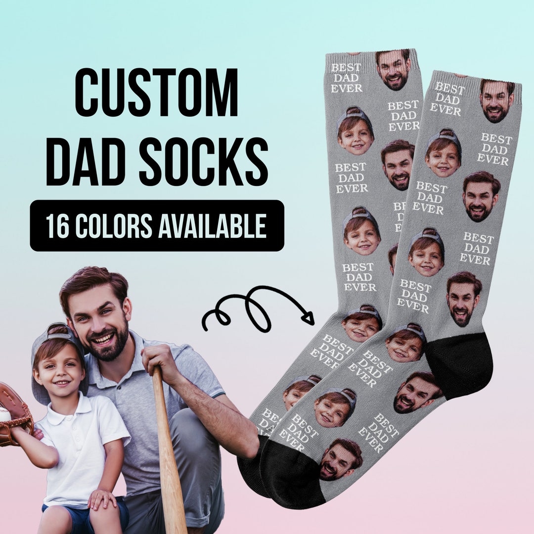 Custom Fathers Day Socks, Personalized Face Socks, Best Dad Ever Gift ...