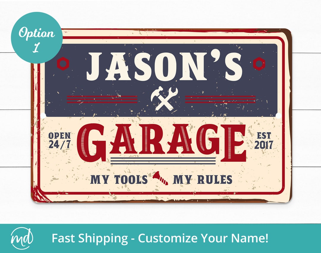 Personalized Garage Sign, My Tools My Rules Sign, Funny Garage Signs ...