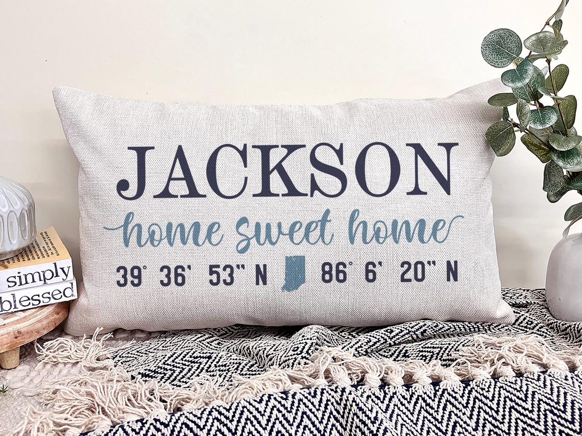 Latitude Longitude Pillow, GPS Coordinates Pillow, Custom State Pillow ...