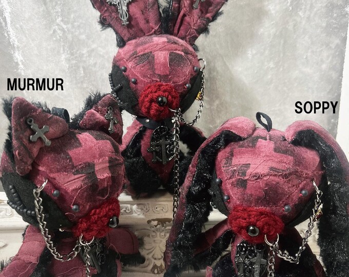 Gothic Plushie, Gothic Cat, Gothic Rabbit, Hand Dyed , Creepy Plushie ...
