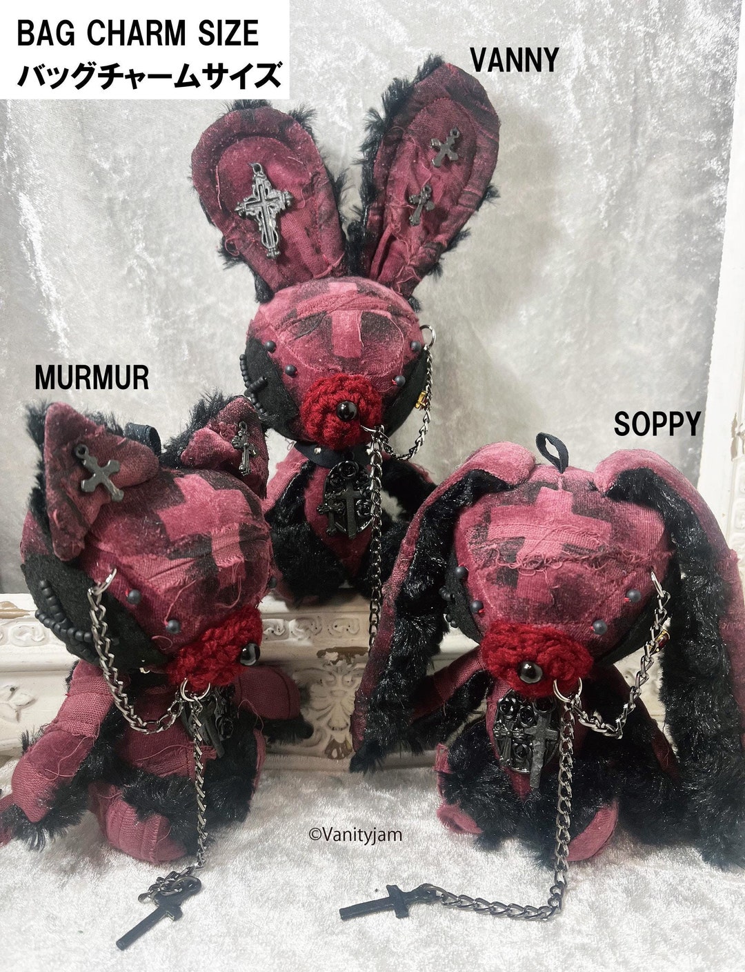 Gothic Plushie, Gothic Cat, Gothic Rabbit, Hand Dyed , Creepy Plushie ...