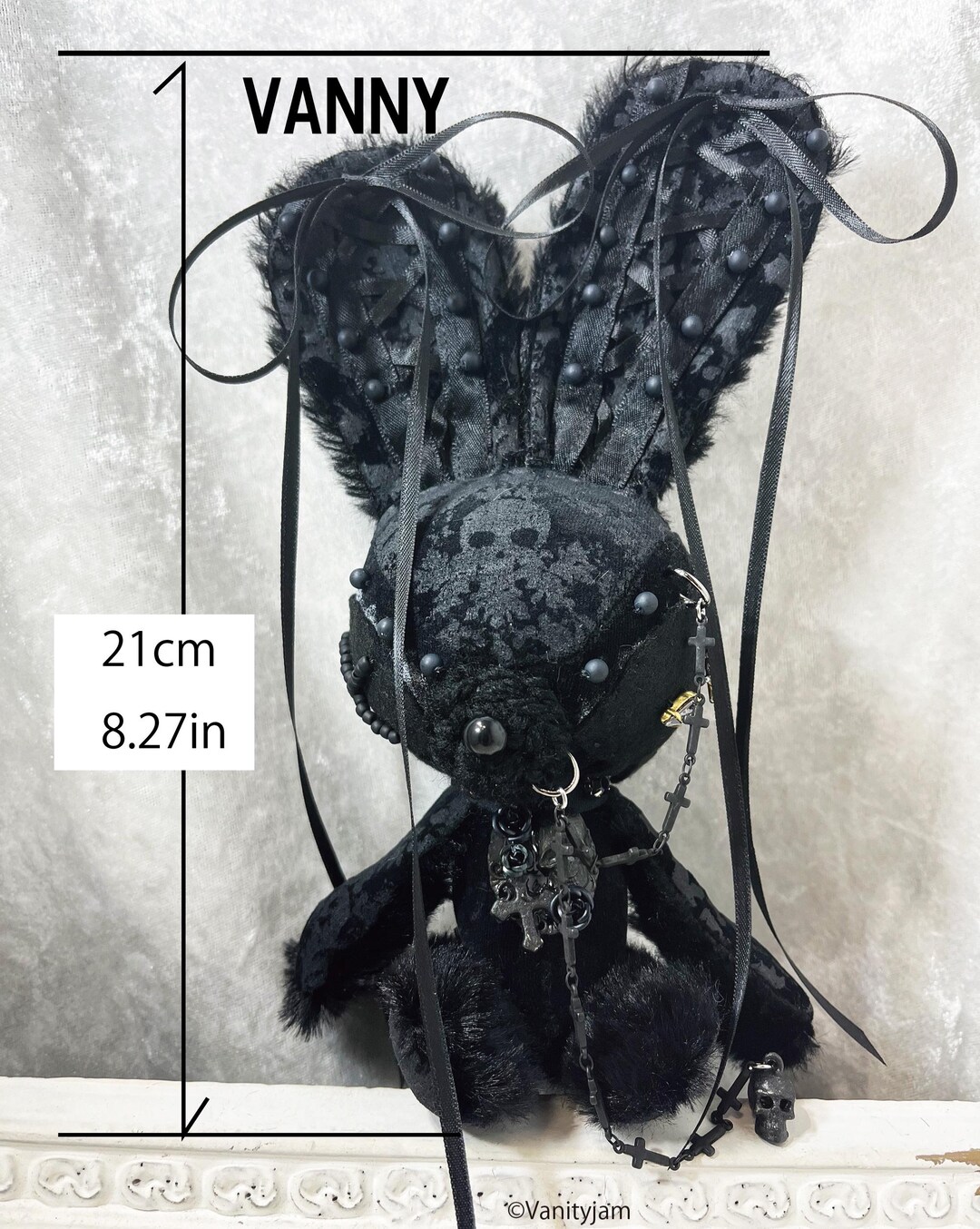 Gothic Plushie, Dark, Gothic Rabbit, Black Rabbit, One of a Kind - Etsy