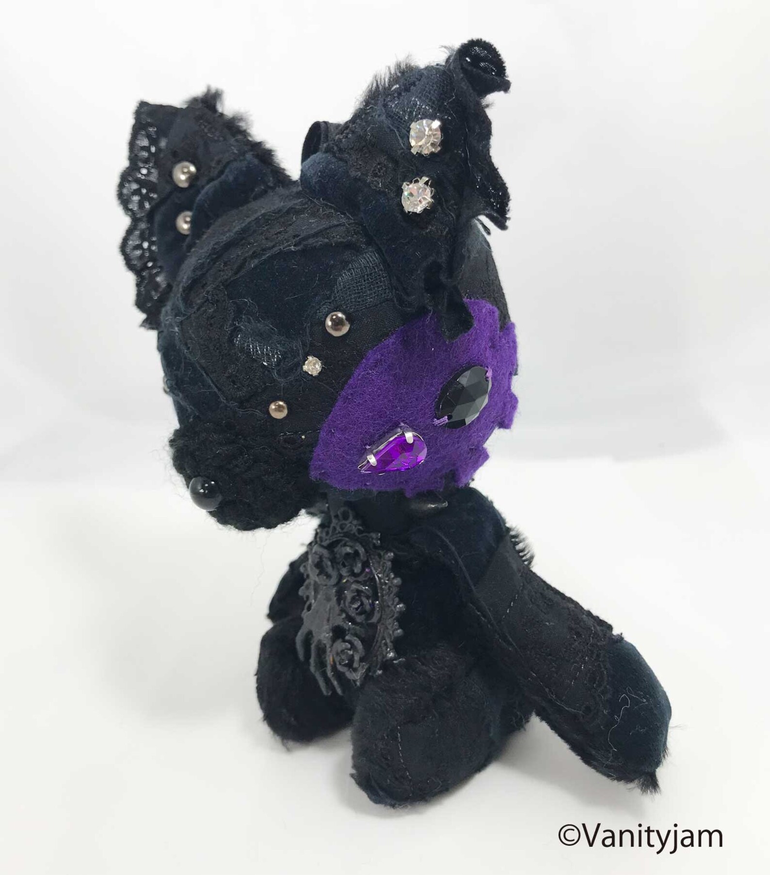 Hand dyed Gothic plushie One of a kind Handmade soft toy | Etsy